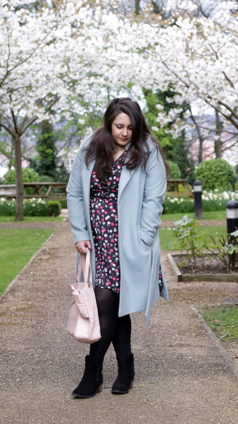 What I Wore - Long Blue Coat - Prettygreentea